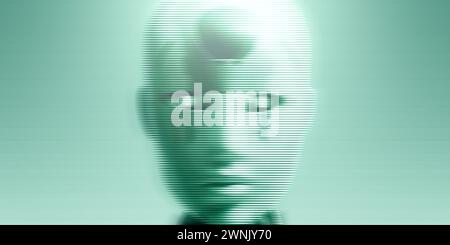 Humanoid AI robot on screen staring at camera Stock Photo - Alamy