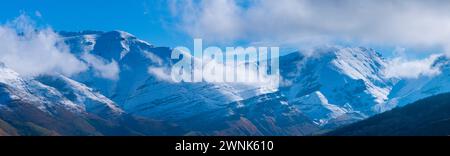 Landscape at sunset in the Miera Valley, in the autonomous community of ...