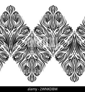 Vector seamless border with geometric crocuses. Horizontal frieze with ...