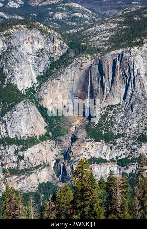 View of the yosemite waterfall from Sentinel Dome; The Yosemite Falls ...