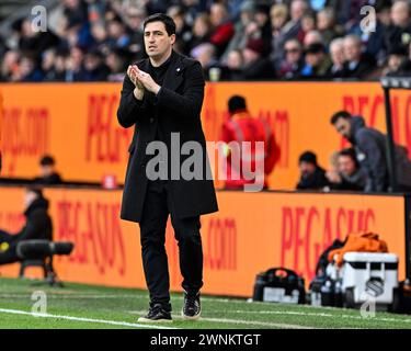 Bournemouth manager Andoni Iraola applauds the fans following defeat in ...
