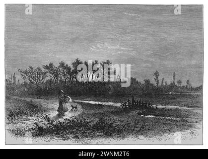 Maxey Cut at Peakirk, Cambridgeshire in the 19th century; Black and ...