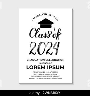 Graduation Cap 2024 Black and White Graduate Logo Stock Vector Image ...