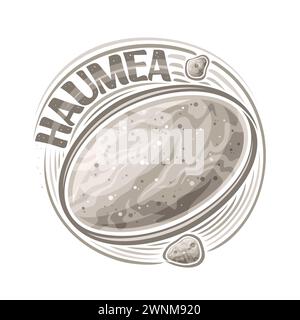 Vector logo for Dwarf Planet Haumea, decorative cosmo print with ...