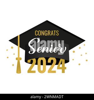 Class of 2024 lettering on graduation cap. Congratulations to graduates ...