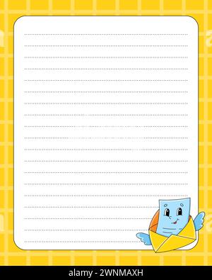 Lined sheet template. Handwriting paper. For diary, checklist, planner ...