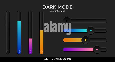 Dark mode ui simple elegant set of buttons, loading, search bar design Stock Vector Image & Art ...