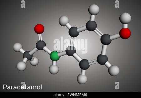 Paracetamol, acetaminophen molecule. It is is a non-opioid analgesic ...
