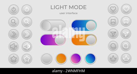 Light mode ui simple elegant set of buttons, loading, search bar design ...