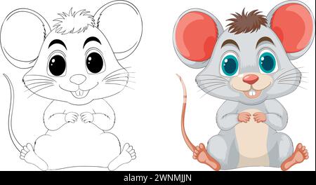 Two adorable mice in color and outline Stock Vector Image & Art - Alamy