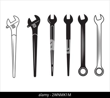 Wrench svg, Wrench silhouette, Wrench vector, Crossed wrench svg ...