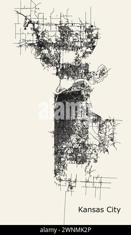 Modern City Map - Kansas Missouri city of the USA with neighborhoods ...