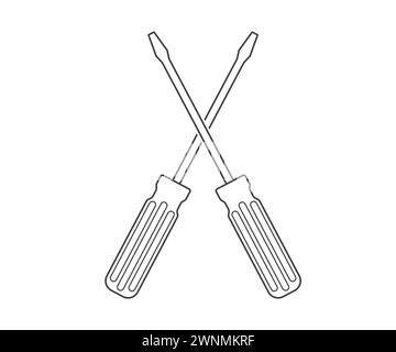 Crossed screwdrivers icon. Outline crossed screwdrivers vector icon for ...