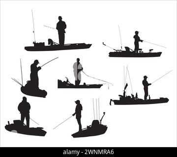 Kayak Fishing Vector, Kayak Fisherman, Kayak Fishing Silhouette ...