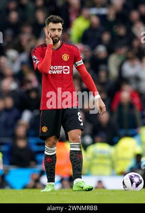 A dejected Bruno Fernandes of Manchester United after Video assistant ...