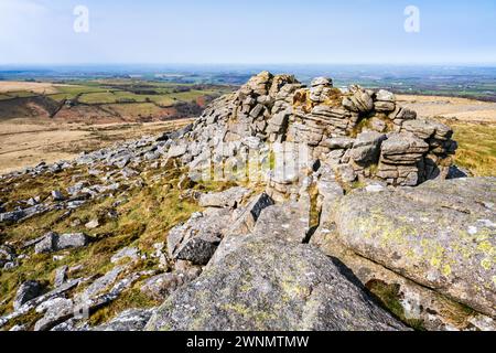 Rock outcropping on Belstone Tor, Dartmoor National Park, Devon ...