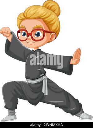 Cute cartoon girl in gi performing japanese martial arts bow (zarei ...