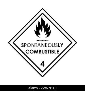 Spontaneously combustible color element. Hazardous material vector icon ...
