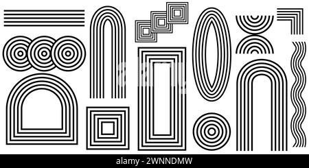 Zen arch set, simple line arch, botanical elements and geometric shapes ...