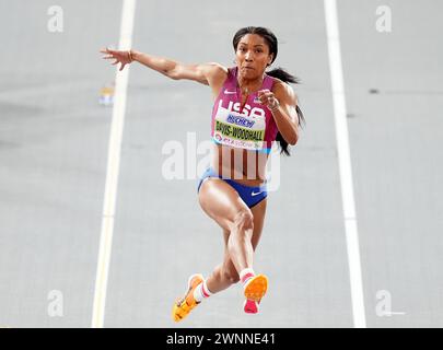 USA's Tara Davis-Woodhall in the Women's Long Jump during day three of ...