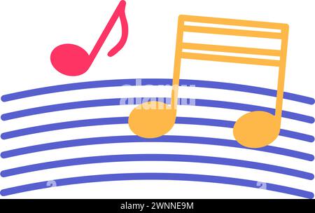 Notes musical melodies, birthday party symbol. Outline of festive ...