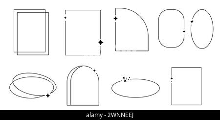 Y2k line frame and border for 2000s design. Simple outline vector ...