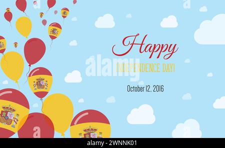 Spain Independence Day Sparkling Patriotic Poster. Row of Balloons in ...