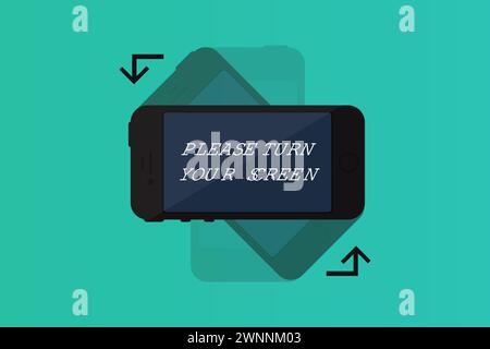 Smartphone screen turning. Simple visual instruction for using your mobile phone for image ...