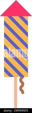 Rocket firecracker fireworks with wick, birthday party symbol. Outline ...