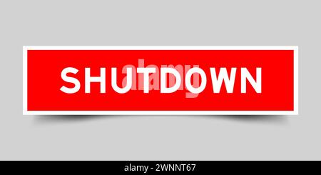Square sticker label with word shutdown in green color on gray ...