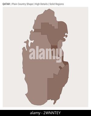 Qatar plain country map. High Details. Outline Regions style. Shape of ...