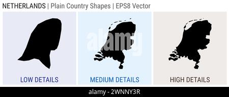 Netherlands plain country map. High details. Outline regions style ...