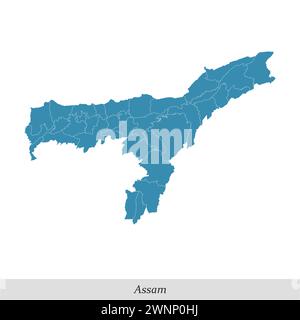 Assam districts map. Indian State. Gray background. Business concept ...