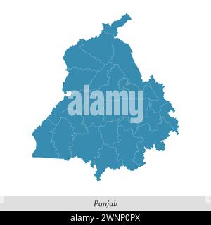 Punjab map. Just a simple border map. Shape of the state. Flat blank ...