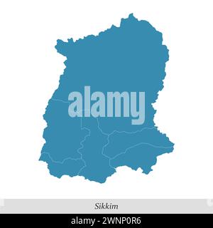 Sikkim map. Just a simple border map. Shape of the state. Flat blank ...