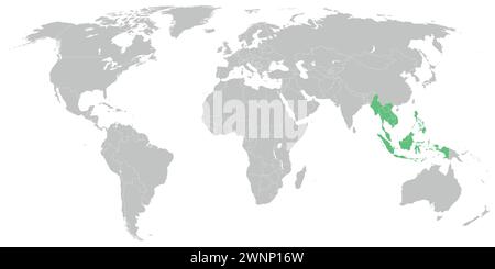 ASEAN member states on political map of the world Stock Vector Image ...