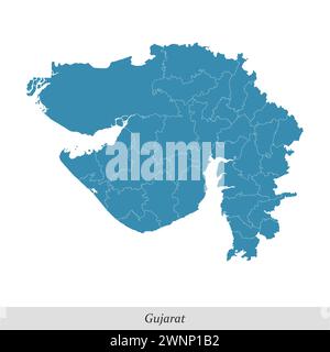 Gujarat map. Just a simple border map. Shape of the state. Flat blank ...