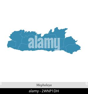 Meghalaya, India. Simple vector map. State shape. Outline style. Border of Meghalaya. Vector ...