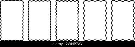 Set or rectangle shapes with wiggly borders. Empty tag, price sticker, stamp, sale coupon, promo ...