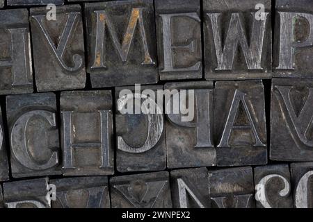 movable type alphabet set background Stock Photo - Alamy