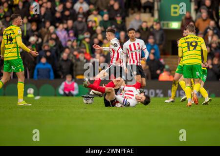 Luke O'Nien of Sunderland goes down injured during the Sky Bet ...