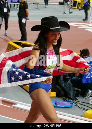 Tara Davis-Woodhall, of the United States, competes in the Women's long ...