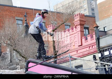 The APIK urban ski competition held in downtown Montreal,Quebec,Canada ...