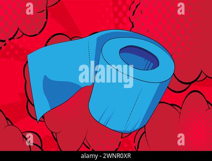 Cartoon Toilet Paper, comic book Rolled Up Bathroom Accessory. Retro ...
