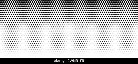 Hexagon halftone fading gradient texture. Abstract black grain grunge ...