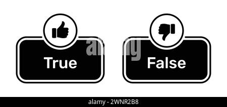 True and False buttons with like and dislike symbols in green and red ...