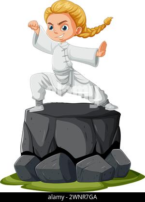 Vector Cartoon Girl Practicing Karate Stock Vector Image & Art - Alamy