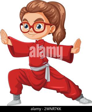 Vector Cartoon Girl Practicing Karate Stock Vector Image & Art - Alamy