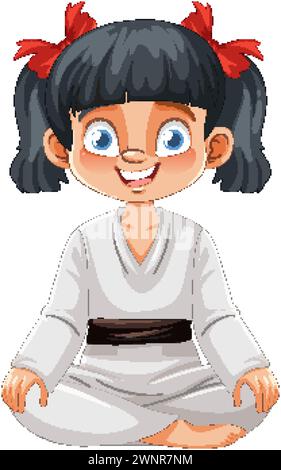 Cute cartoon girl in gi performing japanese martial arts bow (zarei ...