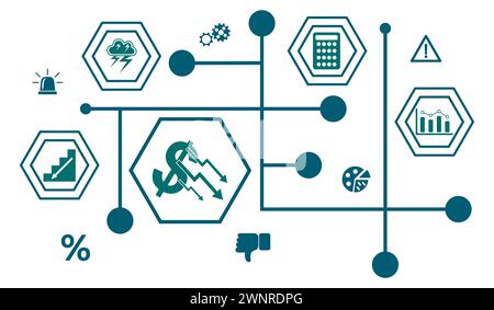 Concept of economic collapse with connected icons Stock Photo - Alamy
